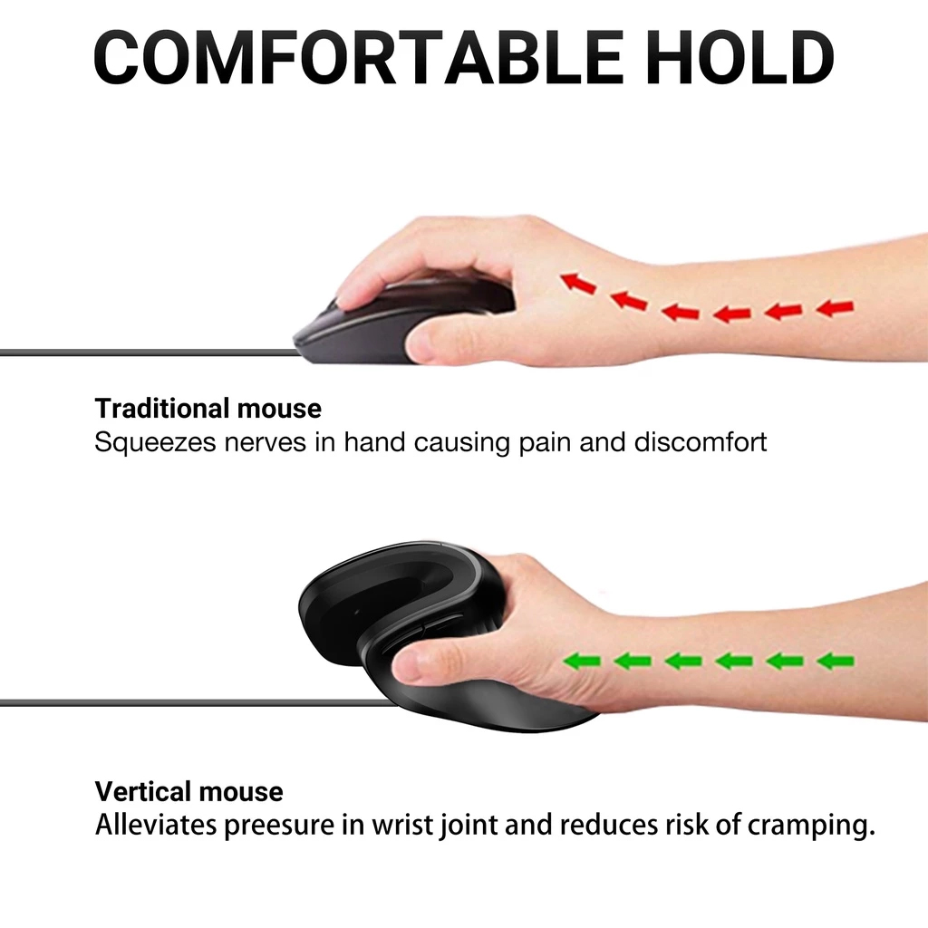 Vertical Mouse Wireless Rechargeable Vertical Mouse Wireless Battery ...