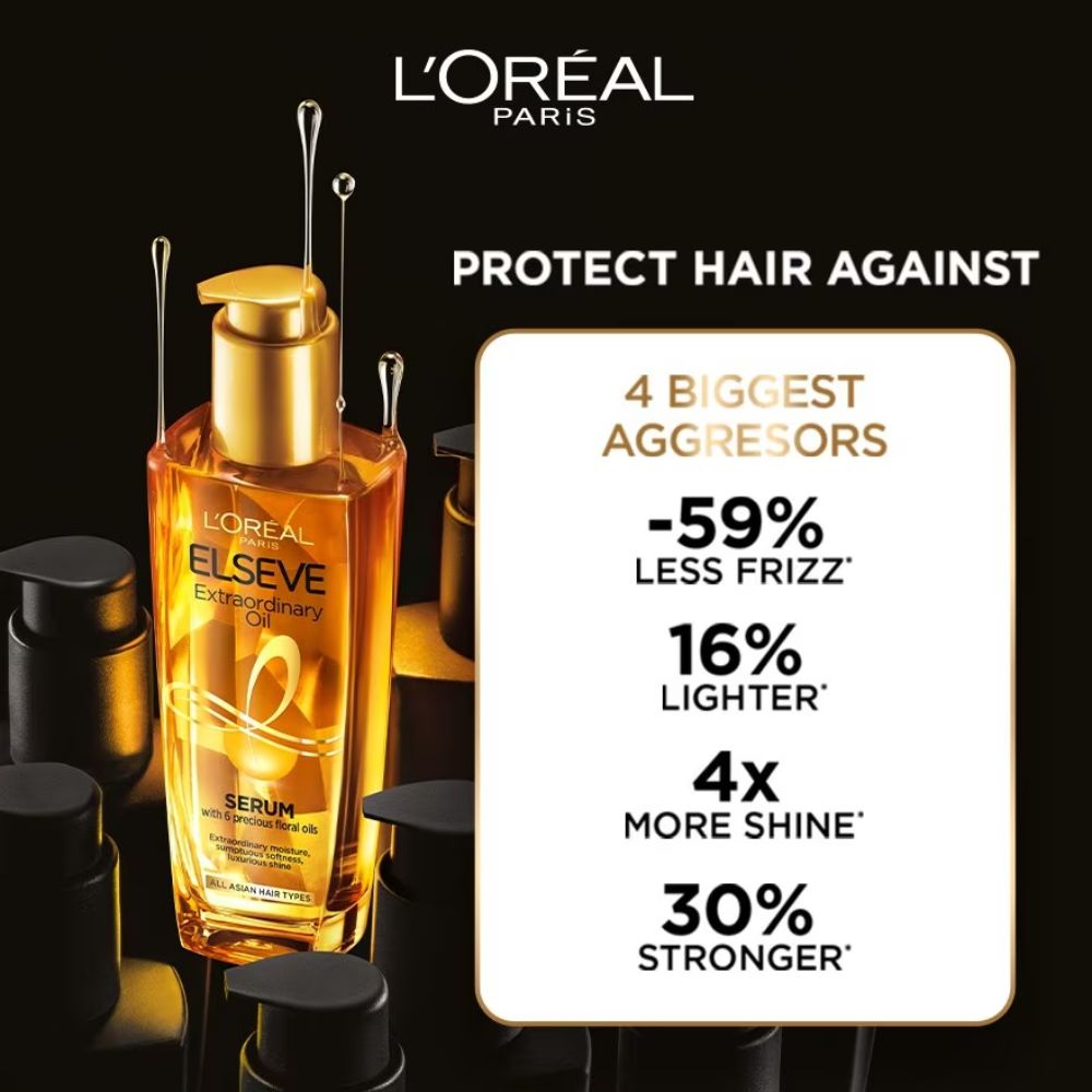 L'OREAL PARIS ELSEVE Extraordinary Oil Hair Treatment Gold Hair Oil ...