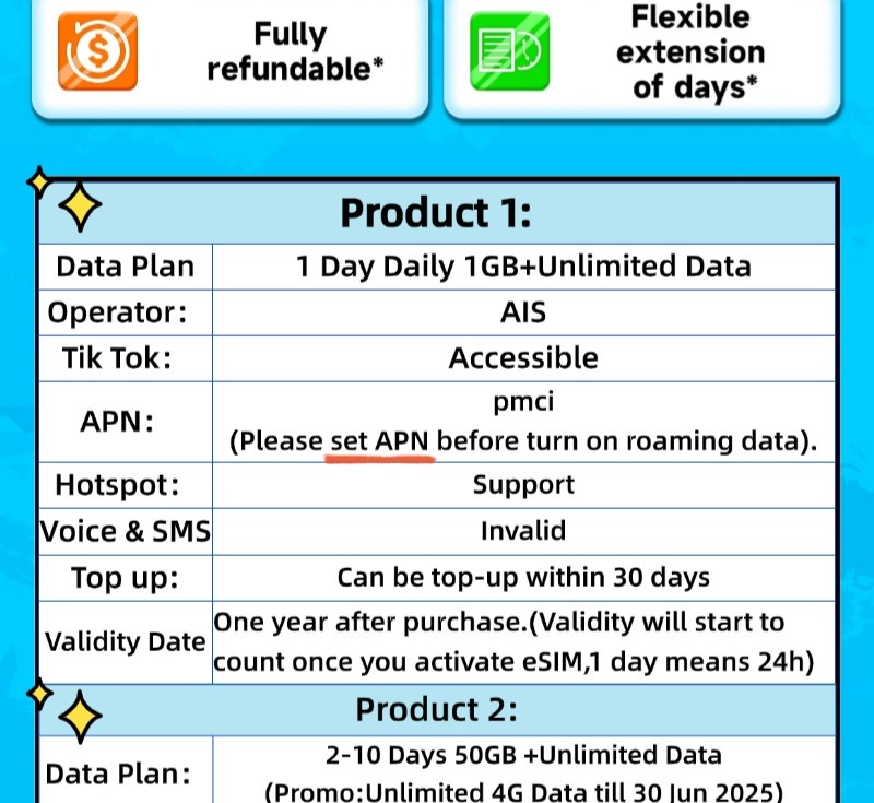 Wefly Thailand eSIM 5G 1-10Days 1-50GB Unlimited eSIM Thailand SIM Card DTAC/AIS | Shopee Singapore