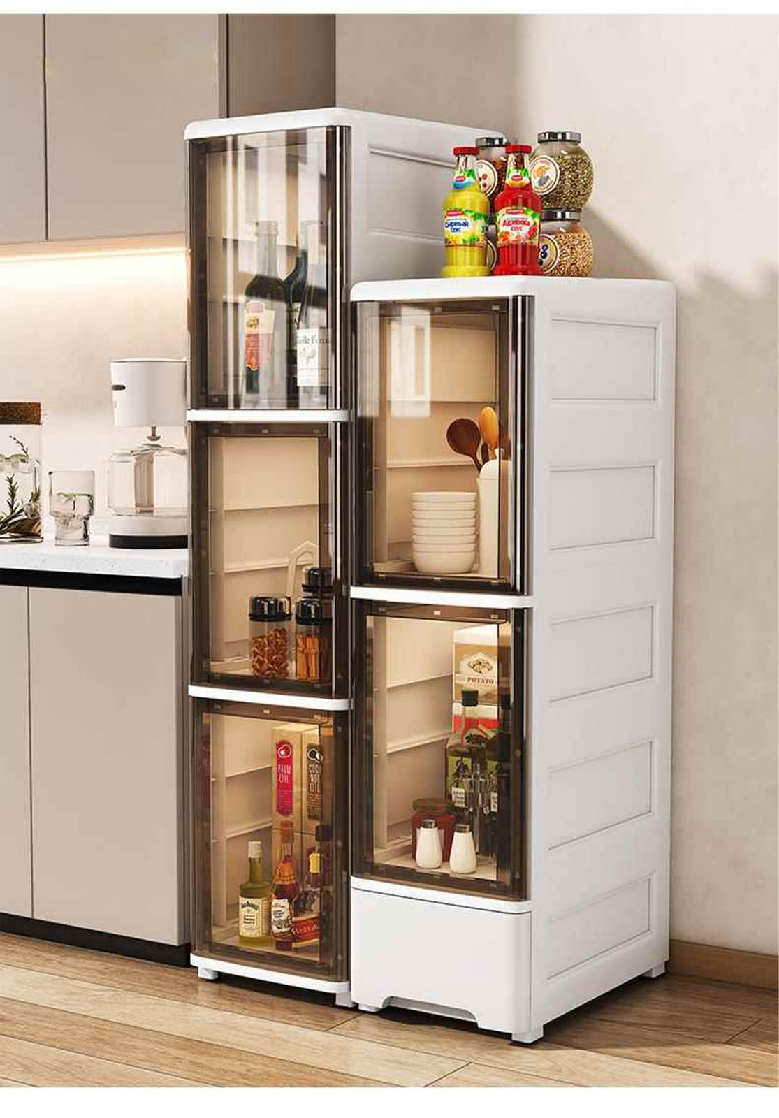 Movable Slim Drawer Cabinet Plastic Storage Rack Cabinet Kitchen ...