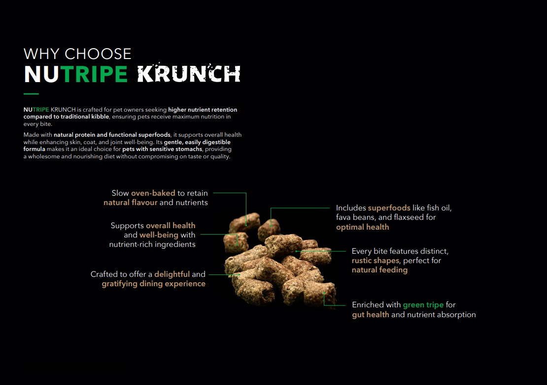 Nutripe - KRUNCH, Oven-Baked with Green Tripe Formula Dog Food, 1.8kg ...
