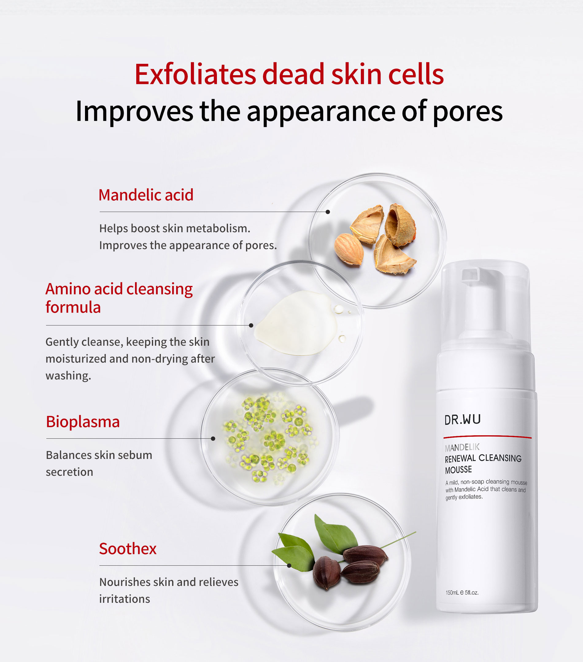 [DR. WU] Mandelik Renewal Cleansing Mousse 150ml - Deeply Purify Pores ...