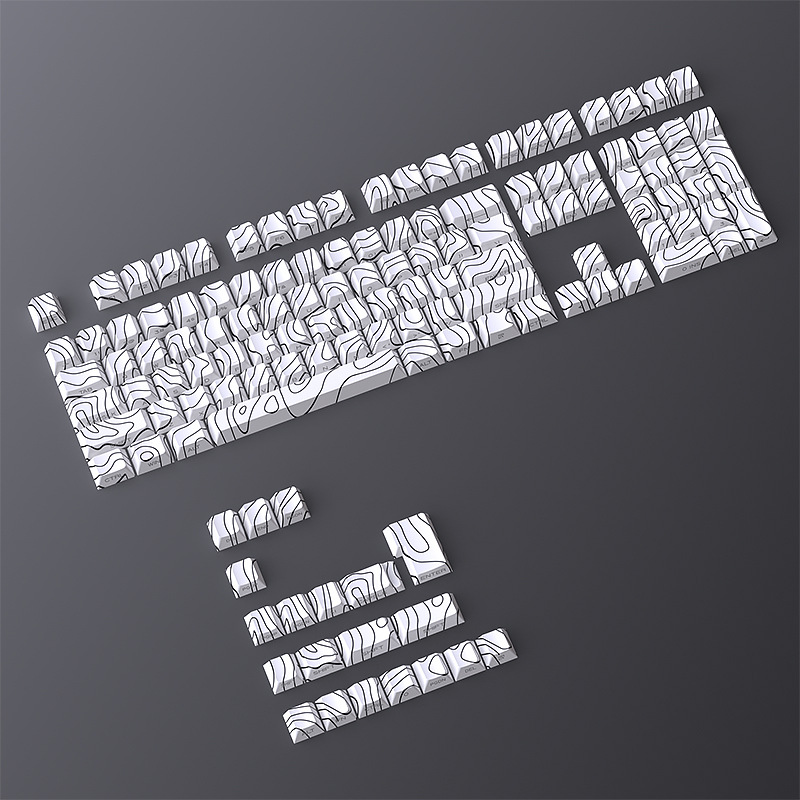 SG丨Contour Line Keycap Set Topographic Keycaps Shine-Through Side ...