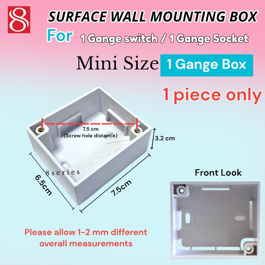 (SG seller) 1 Gang 2 Gang Switch & Socket Surface Mounting Box Standard ...