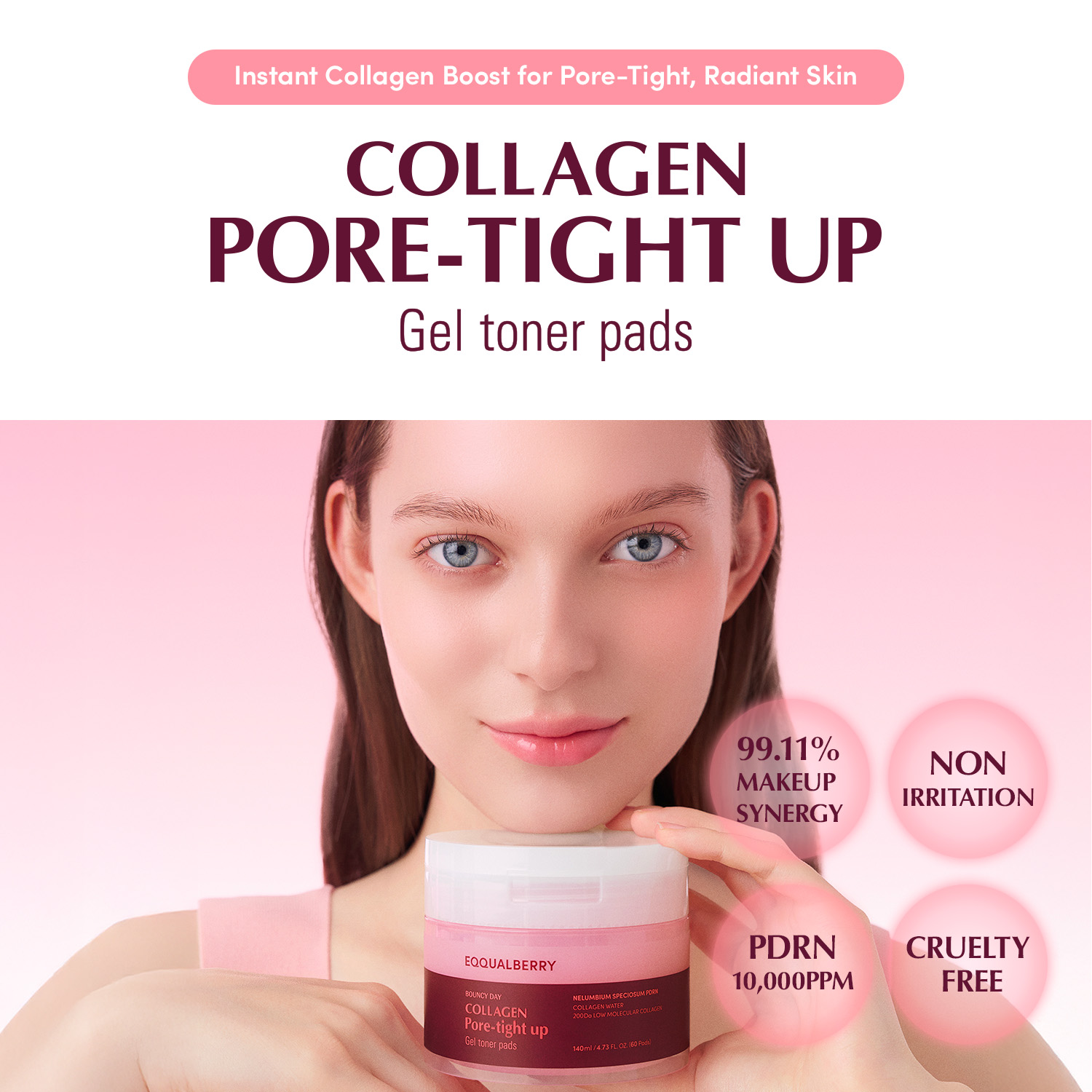 [EQQUALBERRY Official] Collagen Pore-Tight Up Gel Toner Pads: Lotus ...