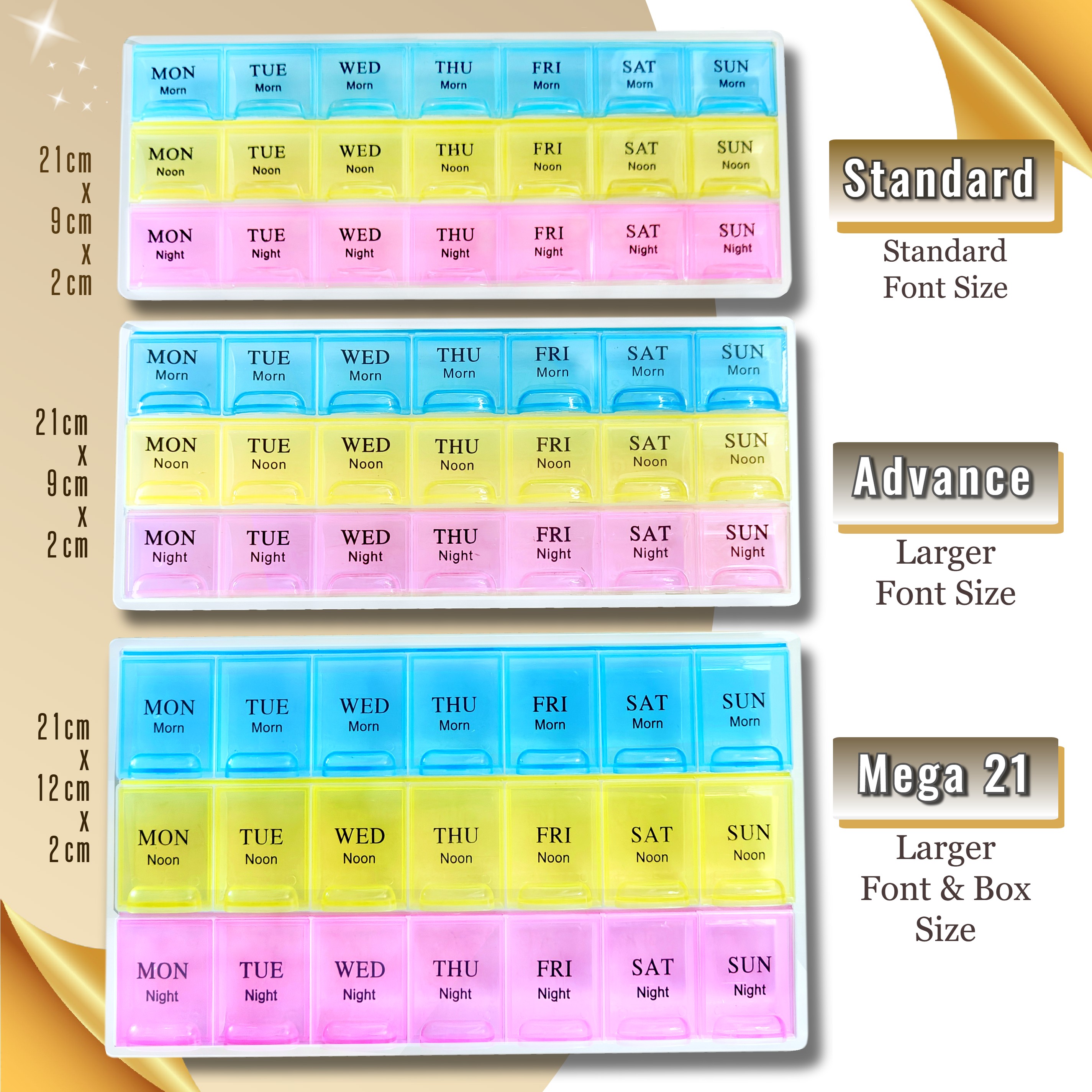 Eco-Store 21 Compartment Medicine Pill (Morn/Noon/Night) Organizer Box ...