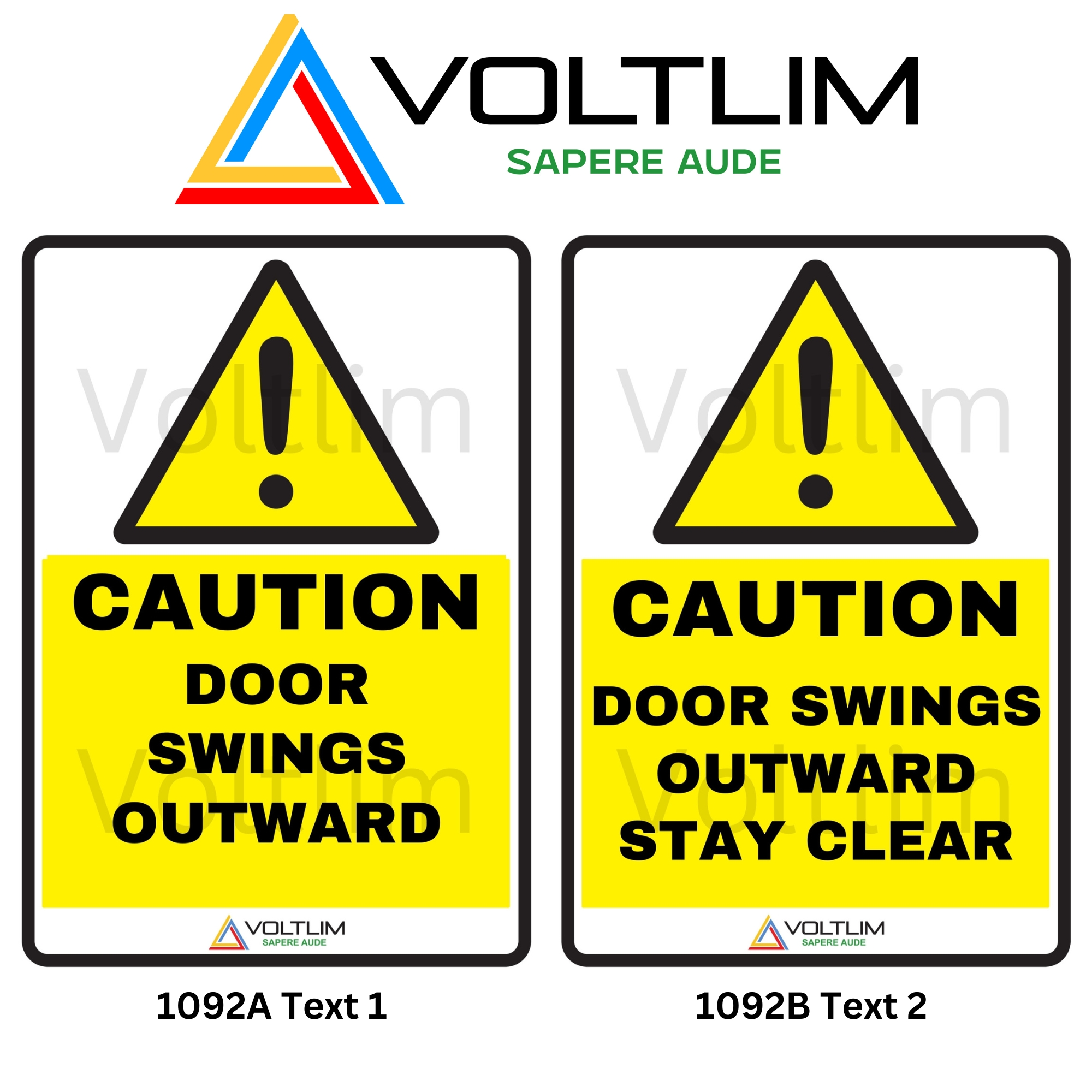 Caution Door Swings Outward Warning Symbol Sign Label Sticker (Various ...