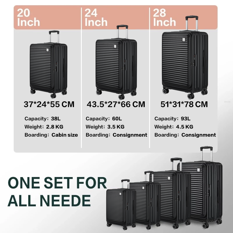 SUNYEA Next Day 20/24/28Front Open Luggage Top with Laptop Compartment ...