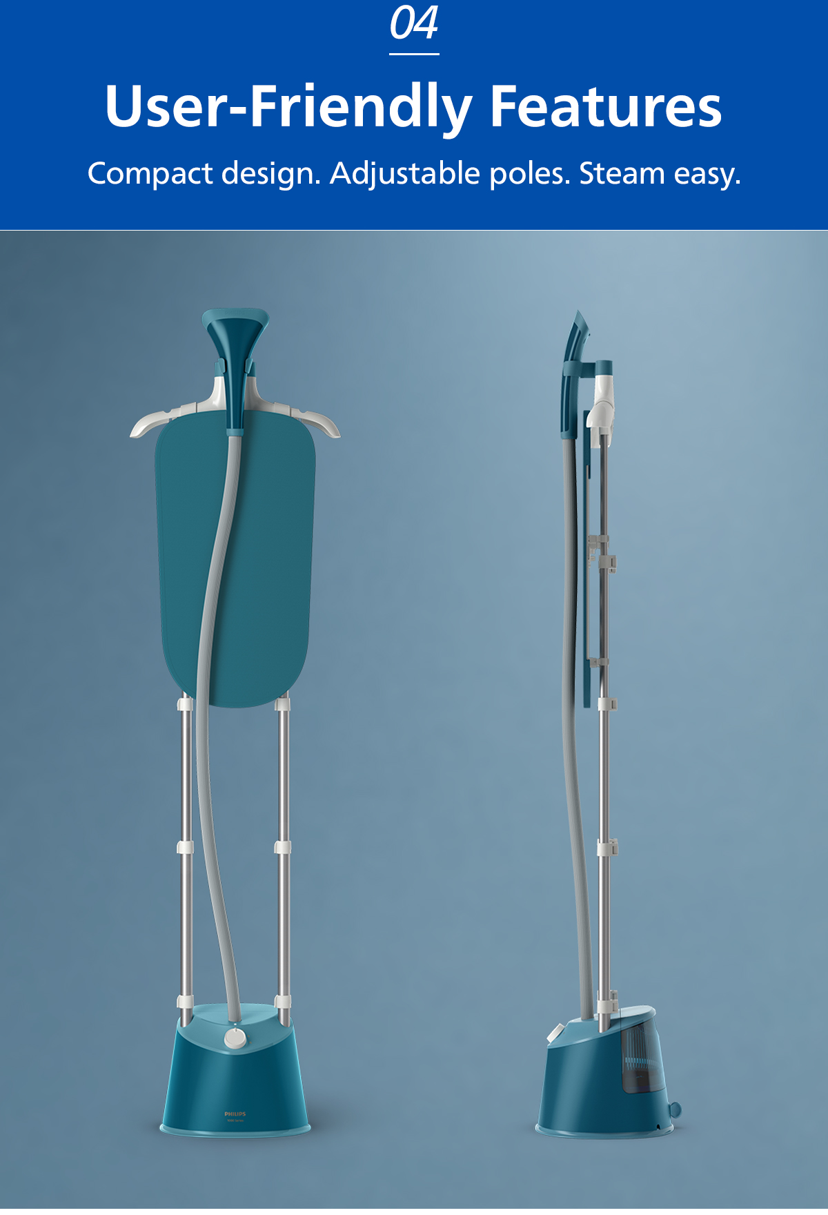 (NEW) PHILIPS Stand Garment Steamer 1000 Series - STE1040/20, 1800W, 3 ...