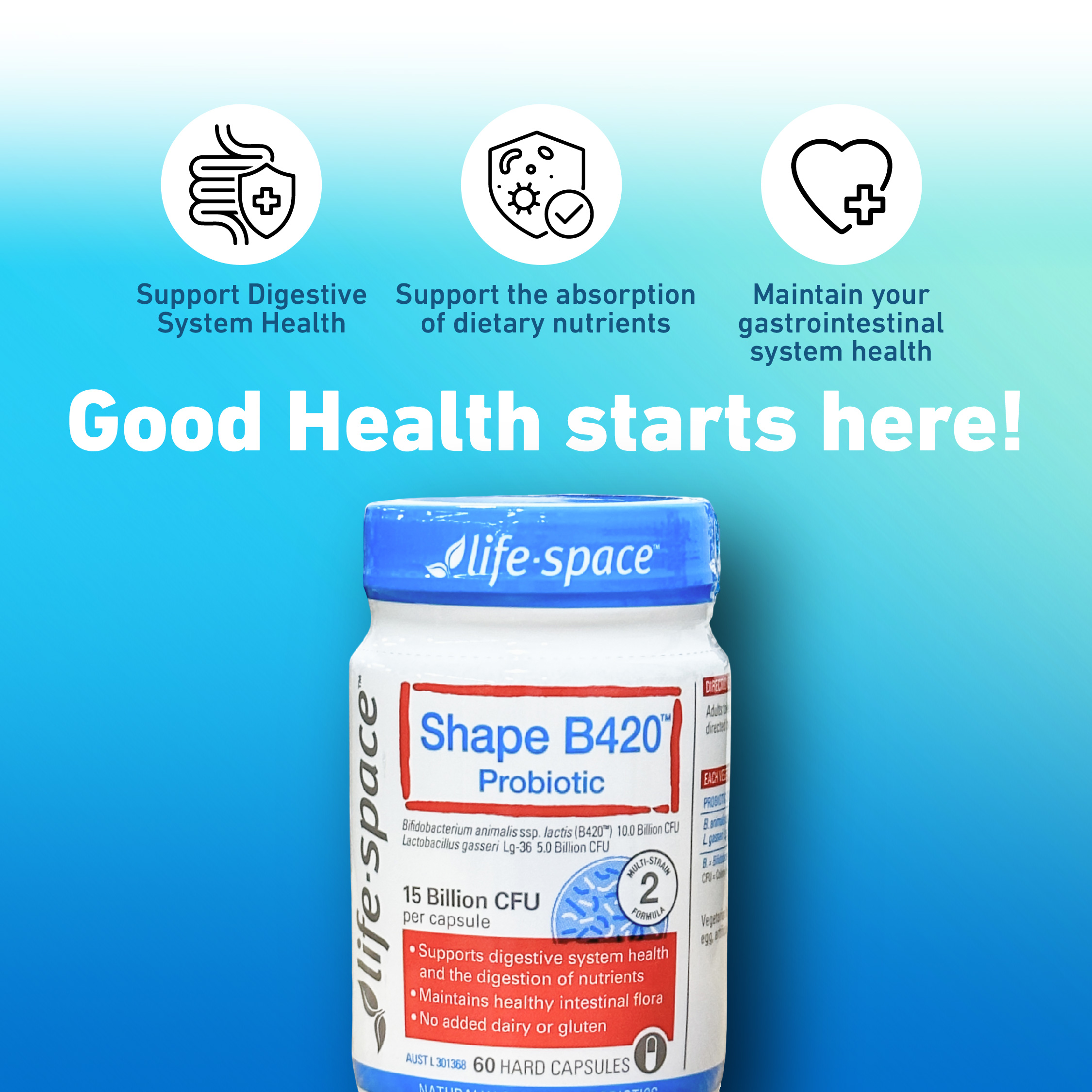 Life Space Shape B420 Probiotic, 60 Capsules (15 Billion CFU ...