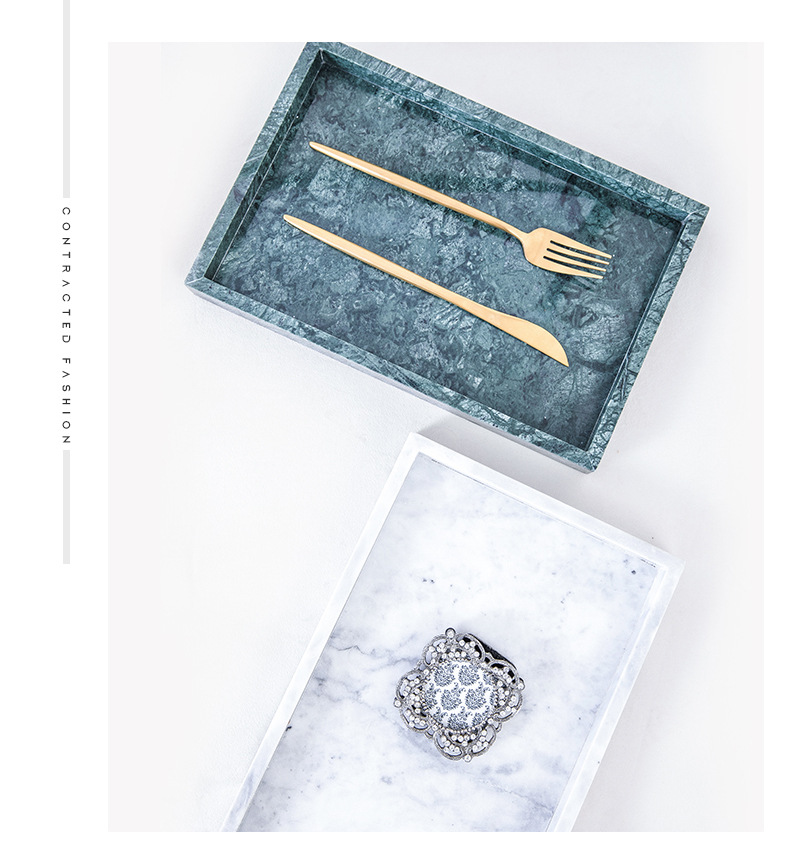 【SG Seller】Natural marble tray, customer tray, square dining plate ...
