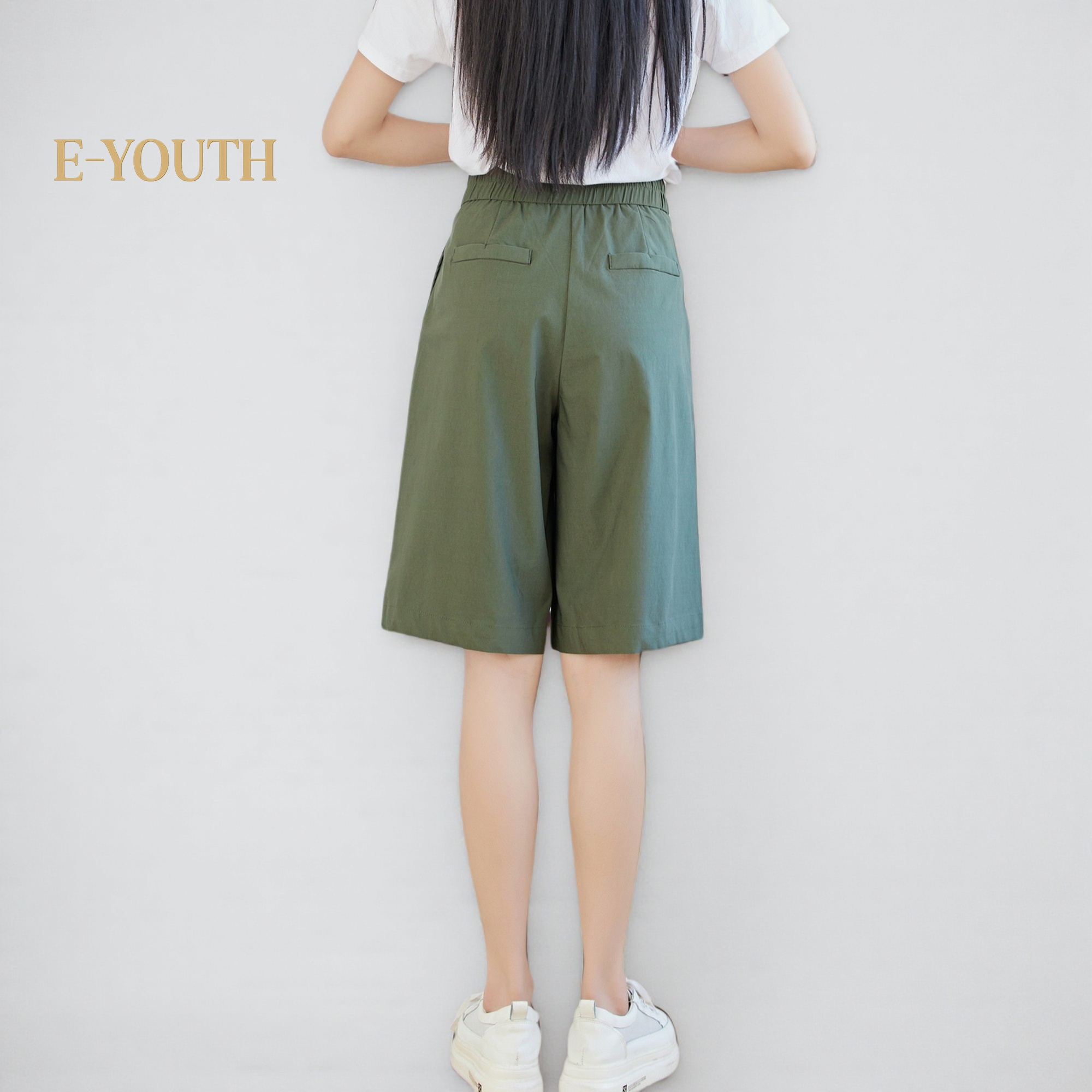 Eyouth 20161 Pleated A-Line Culottes Knee length ladies short pant ...