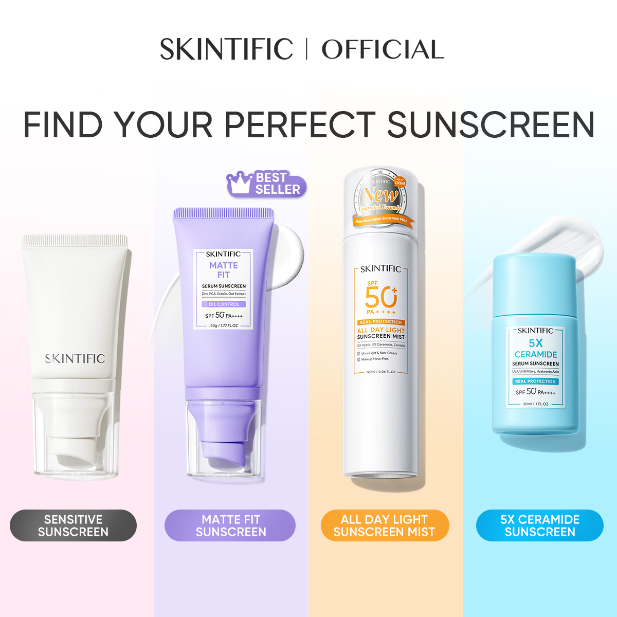 [Best Seller] SKINTIFIC Matte Fit Serum Sunscreen 30g/50g SPF50+ PA ...