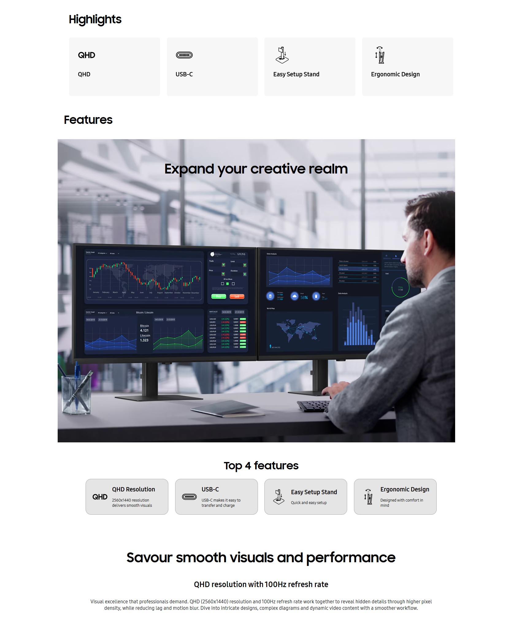 Samsung Flat 24”, 27”, 32” Height Adjustable PD Viewfinity S6 S60UD QHD ...