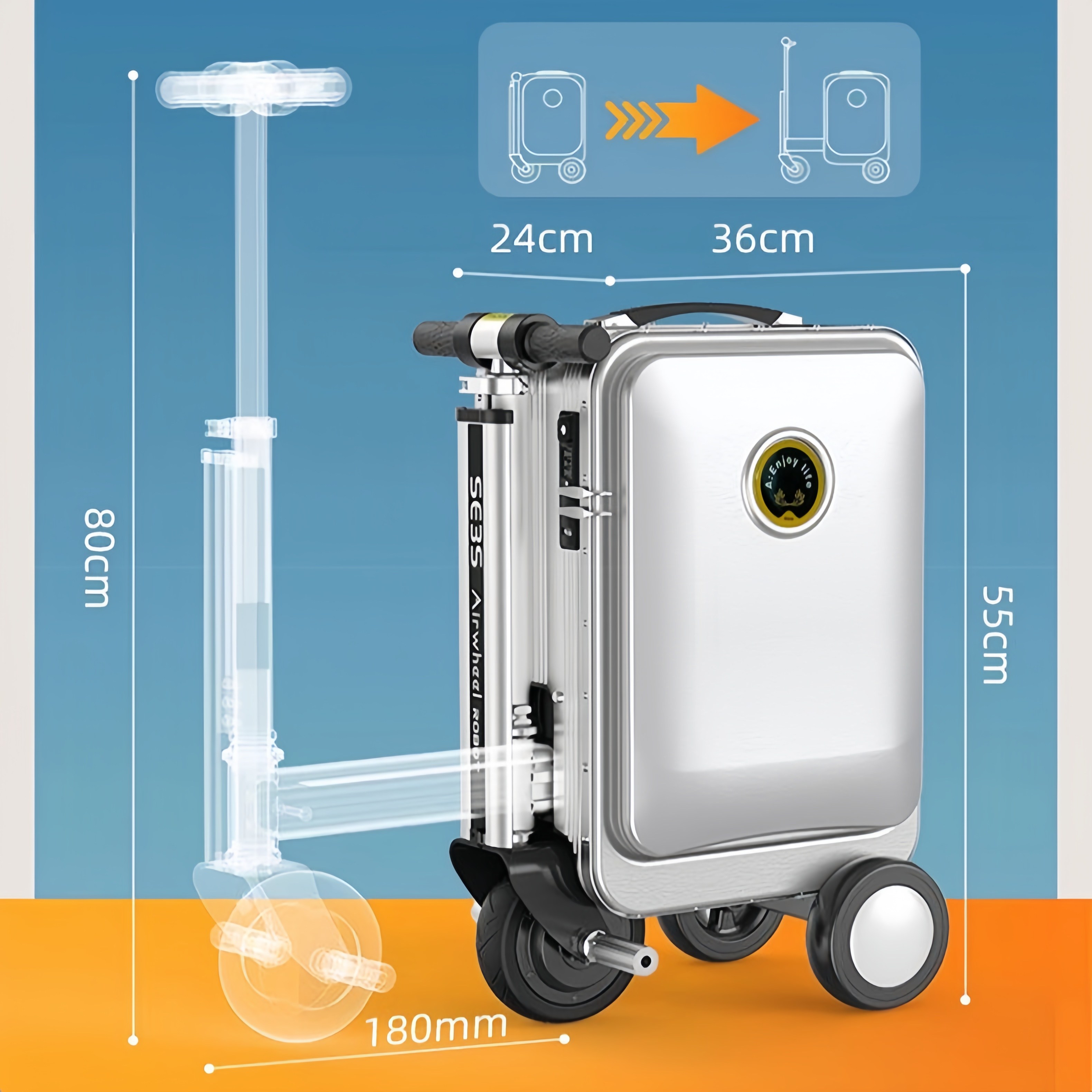 [Free shipping & SG seller] Carry-on luggage electric suitcase ride-on ...