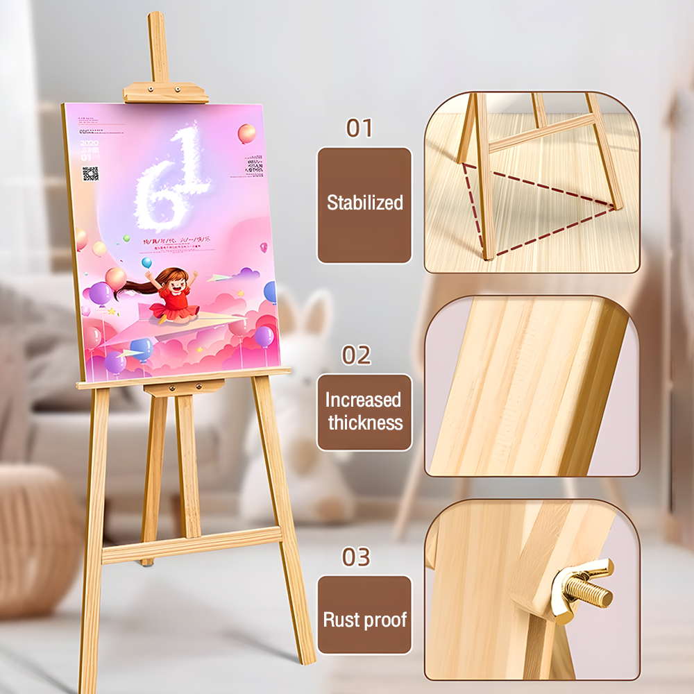 Assemble Required - Adjustable Artist Wood Easel Artist Wooden Sketch ...