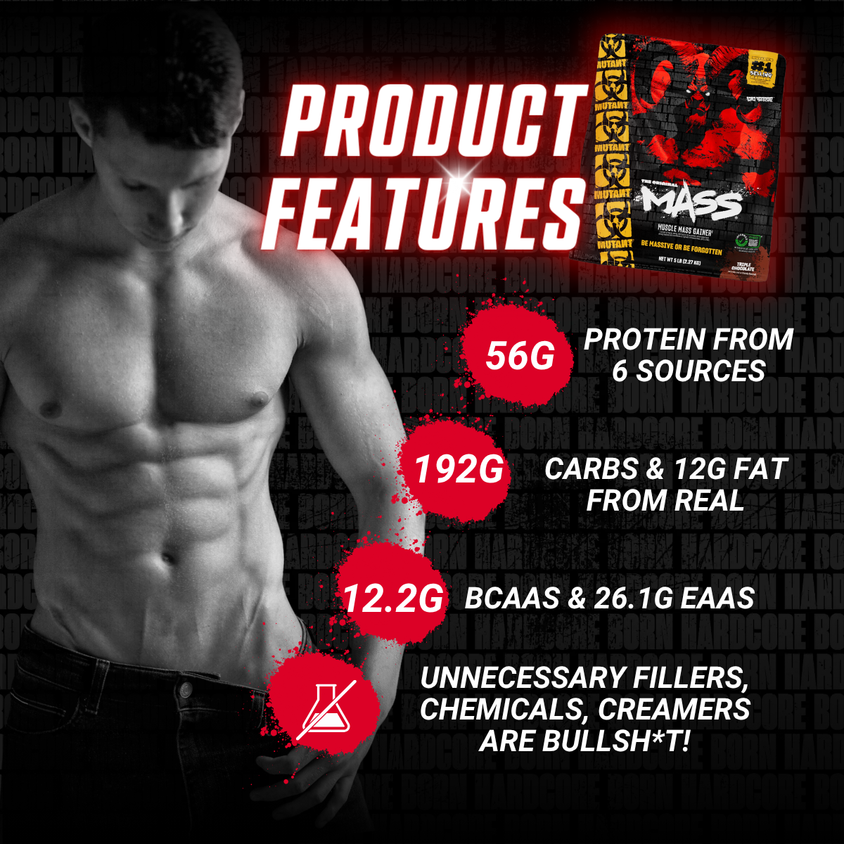 MUTANT MASS, Muscle Mass Gainer, Weight Gainer Protein Powder With Whey ...
