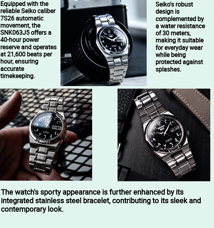 Seiko 5 SNK063J5 Automatic Limited Rare Arabic Numeral Made In Japan ...