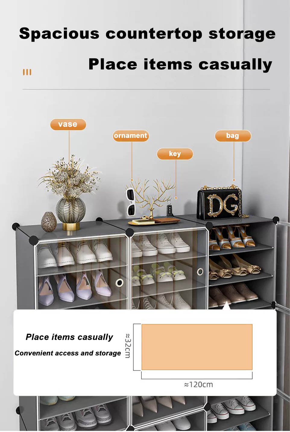 SG Stock LILI Shoe Cabinet Stackable Multifunctional Shoe Storage ...