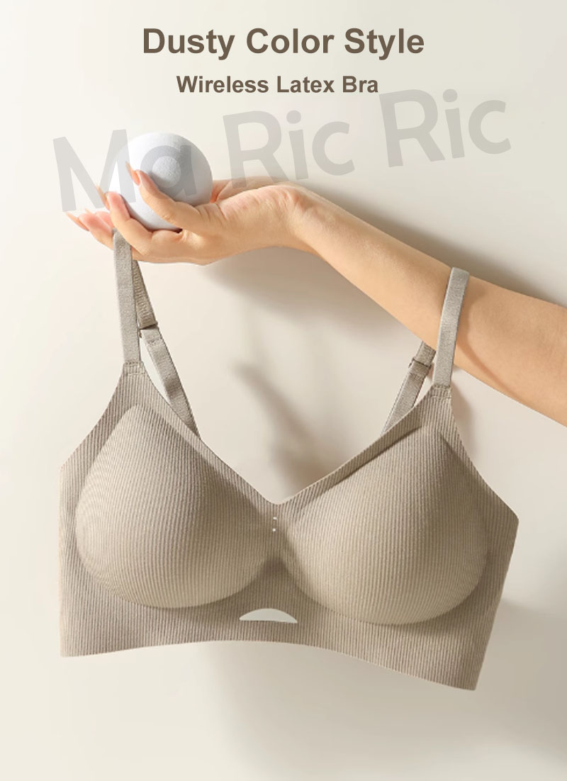 (SG InStock) Ma Ric Ric Dusty Color Style Semi-Fixed Pad Wireless Latex Bra (Wireless. Seamless ...