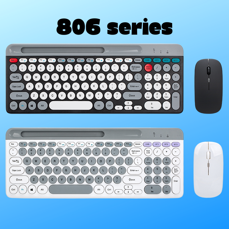 Retro Wireless Keyboard Mouse Combo USB Dongle and Bluetooth Wireless ...
