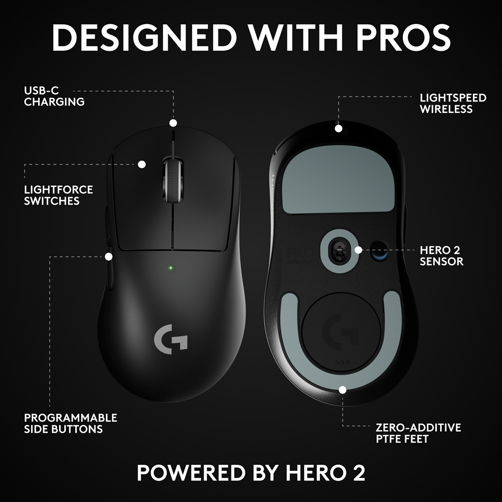 Logitech G Pro X Superlight 2 DEX Wireless Gaming Mouse, 44K DPI, UP TO ...