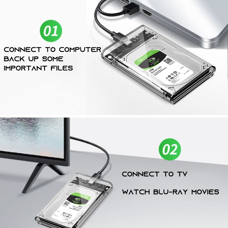 SG丨Transparent HDD Case USB 3.0 SATA SSD Enclosure HDD Enclosure 2.5 ...