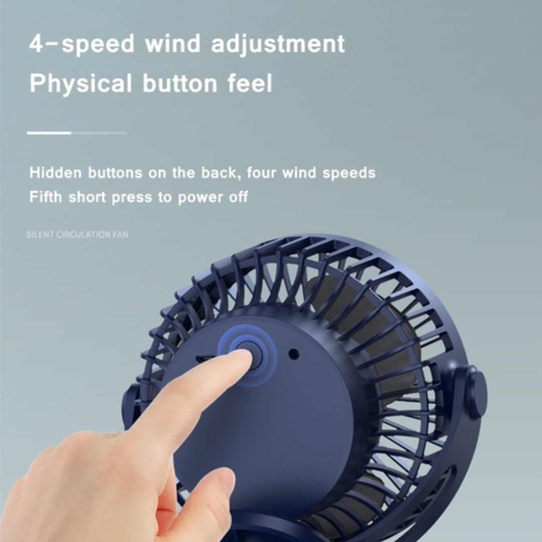 Mini Fan 10000mAh Chargeable Clipped Fan 360° Rotation 4-speed Wind USB ...
