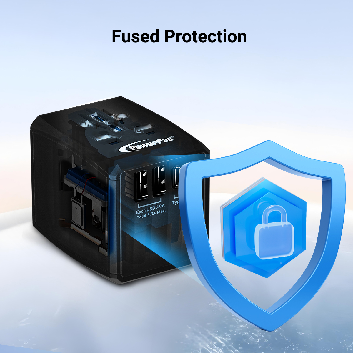 PowerPac Multi Travel Adapter With 2x USB-A + 2x USB-C Charger | PD 15W ...