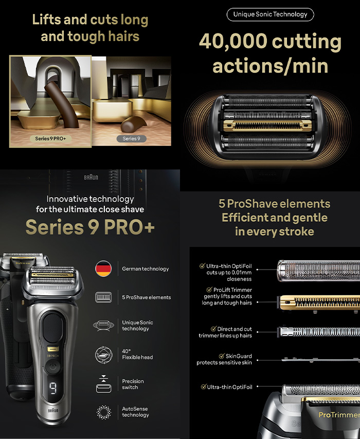 Braun Series 9 9565cc Pro+ Electric Shaver for Men Rechargeable Wet ...