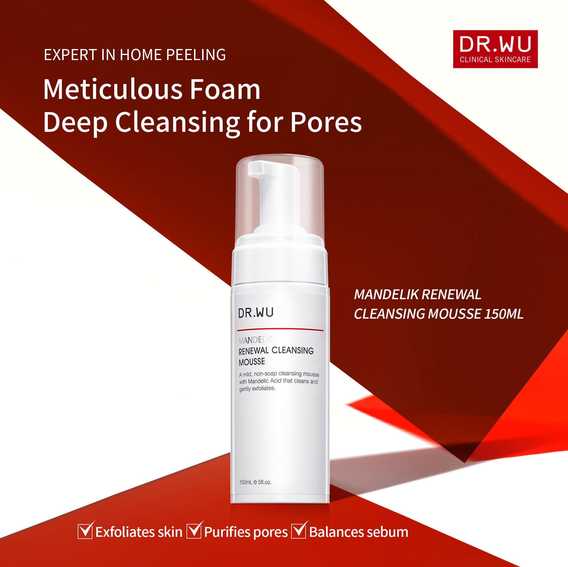 [DR. WU] Mandelik Renewal Cleansing Mousse 150ml - Deeply Purify Pores ...