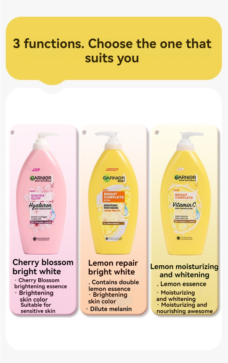 【SG Stock】GARNIER Body Lotion 400ml Lemon Whitening Body Lotion Cherry ...