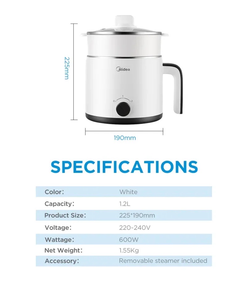 Midea Electrical mini cooker 1.2L 1.8L 3.6L multi-cooker Grill and ...