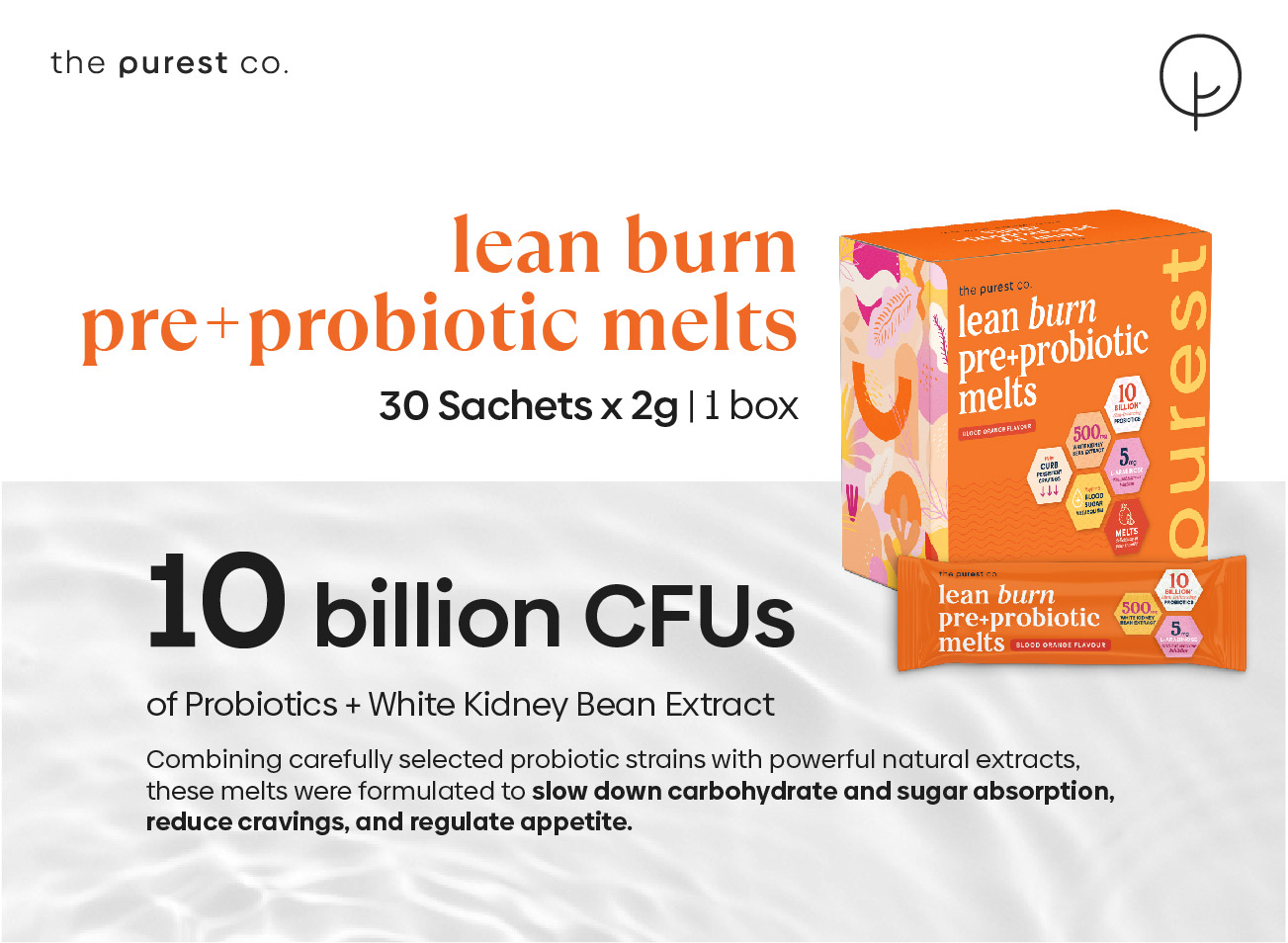 Purest Co Lean Burn Pre+Probiotic Melts (Gut Health and Carb Control ...