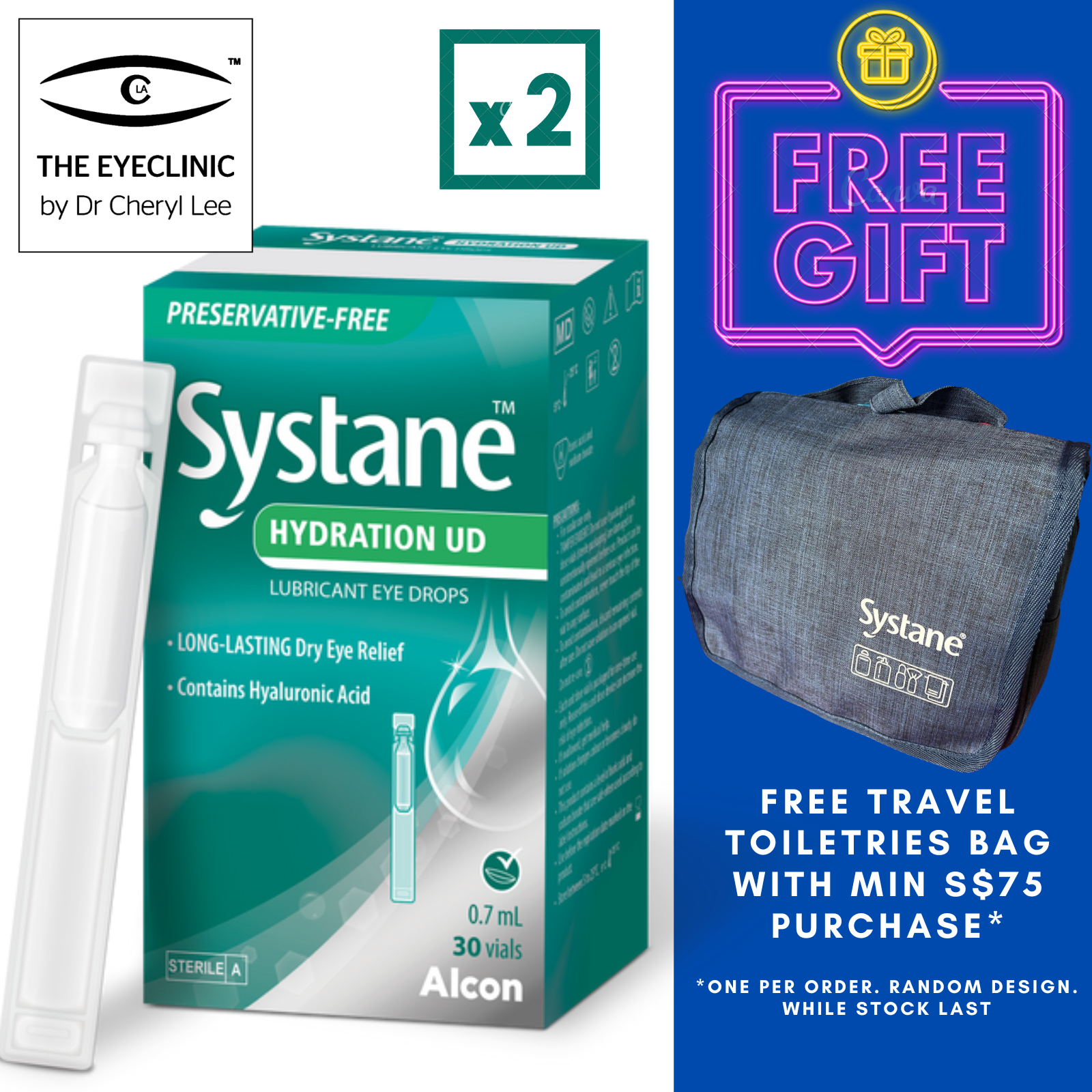 [Bundle of 2 Boxes] Systane Lubricant Eye Drops 30 x 0.7ml vials ( Dry ...