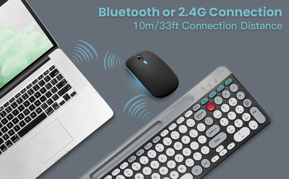 Bluetooth Rechargeable Keyboard and mouse - Multi-Device Switch typing ...