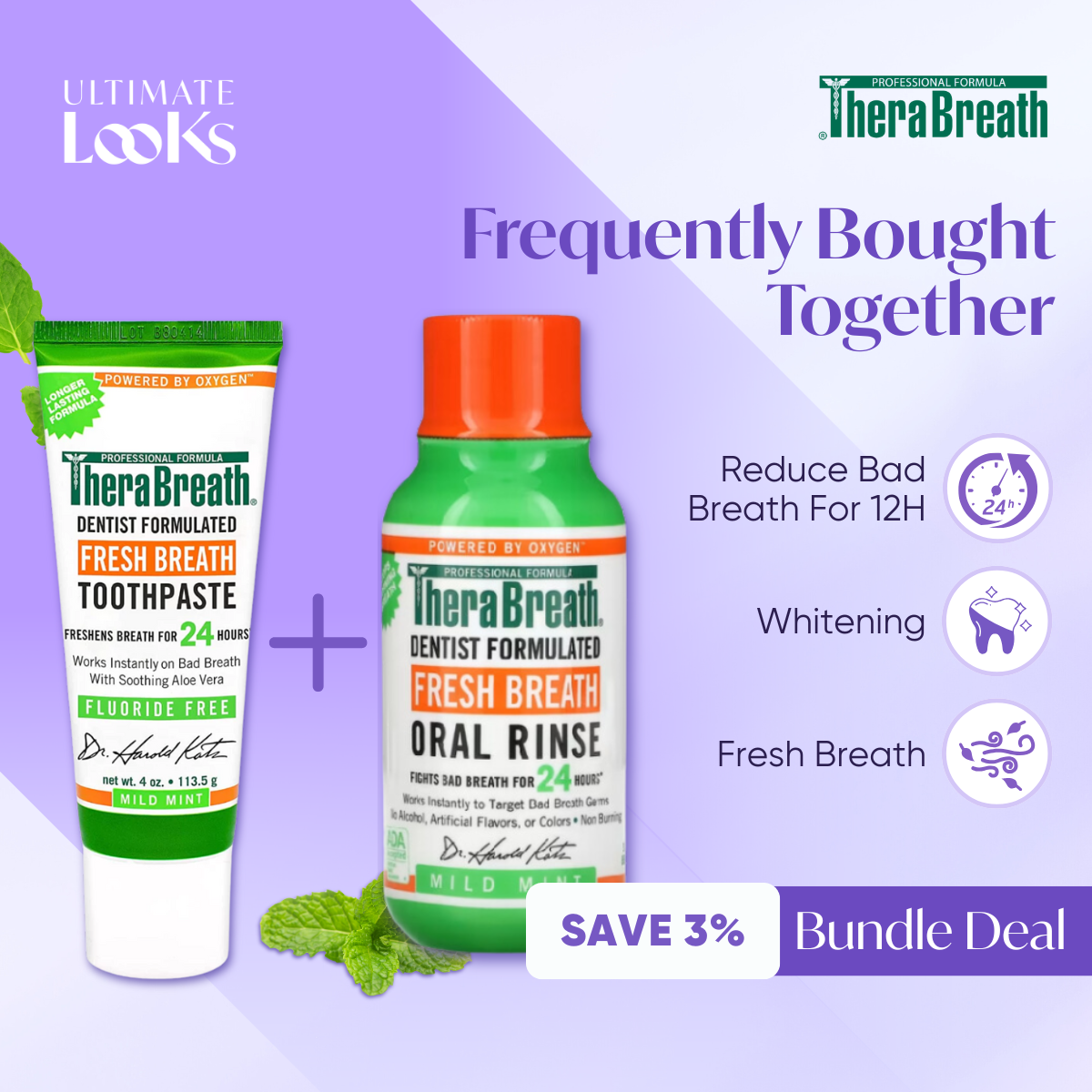 TheraBreath, Fresh Breath Toothpaste, Mild Mint, Fluoride Free ...