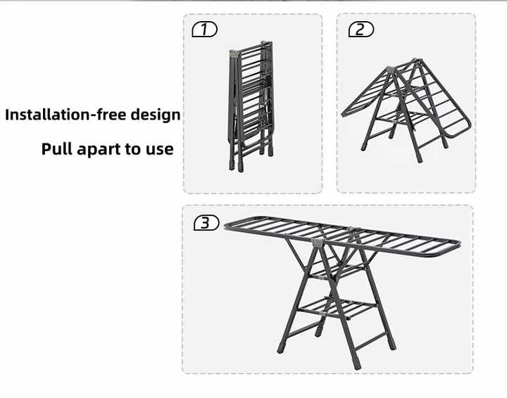 ⚡SG Next Day Delivery⚡Portable Foldable Clothes Drying Rack Carbon ...