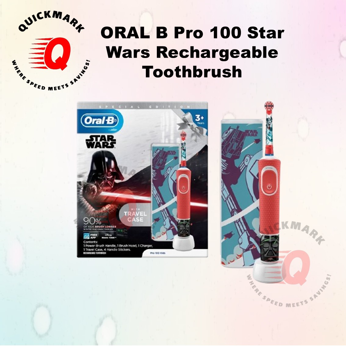 Oral-B Disney Kids Star Wars Pro 100 Electric Toothbrush 3+ with Travel ...