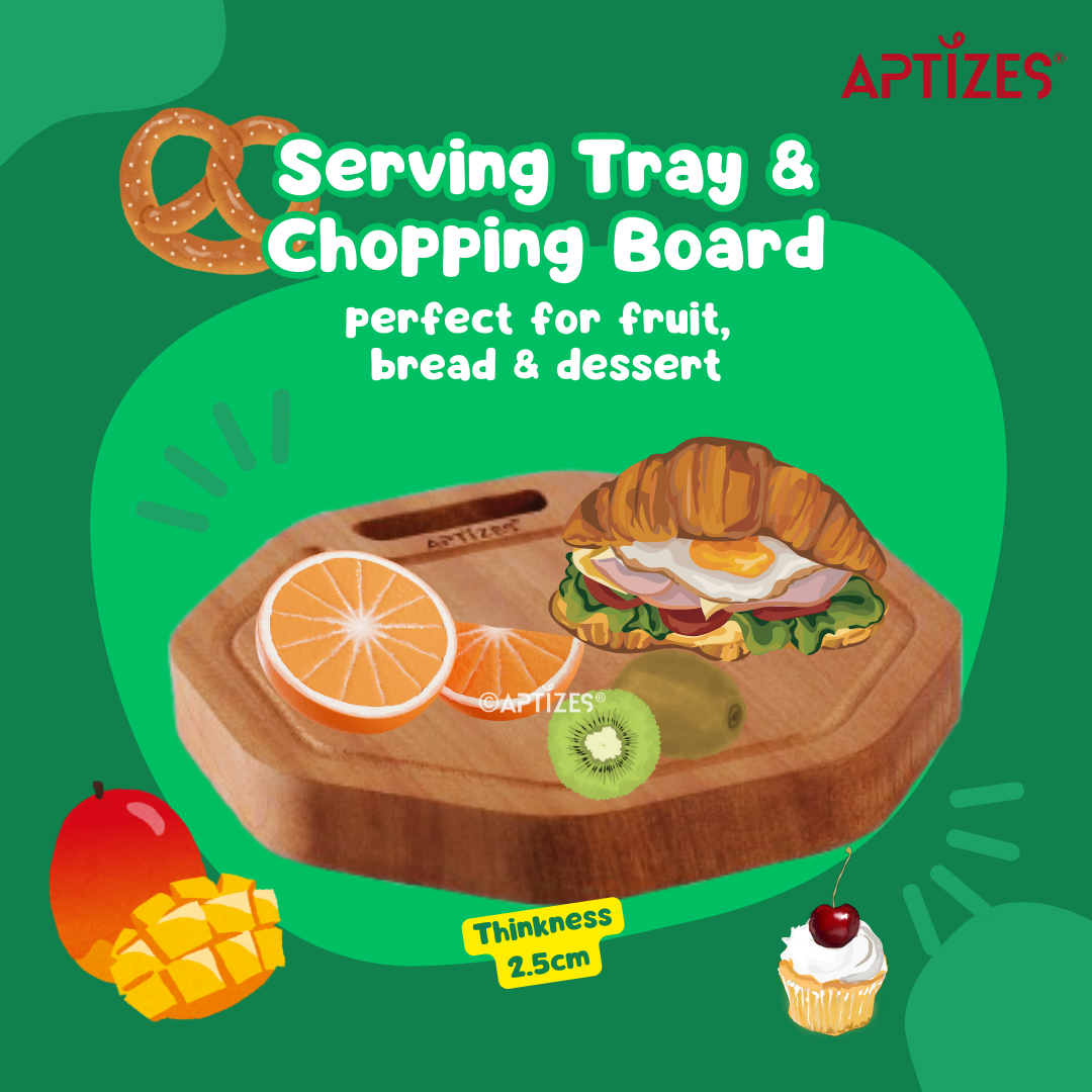 APTIZES® | 2-in-1 Octagon Ebony Serving Tray & Chopping Board | FDA ...