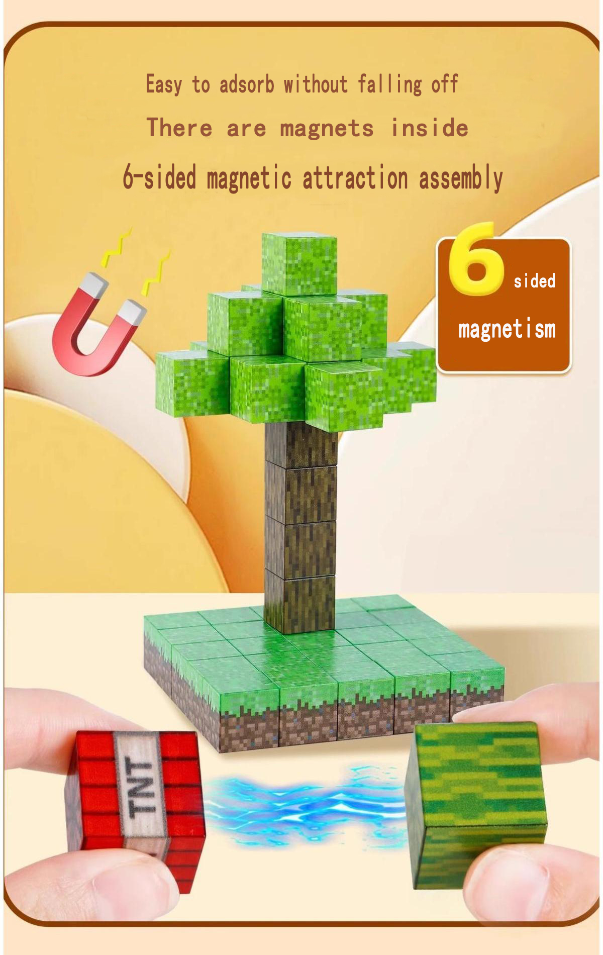 Magnetic Cube Building Blocks Toy Mine Assembly Magnet Block Building ...