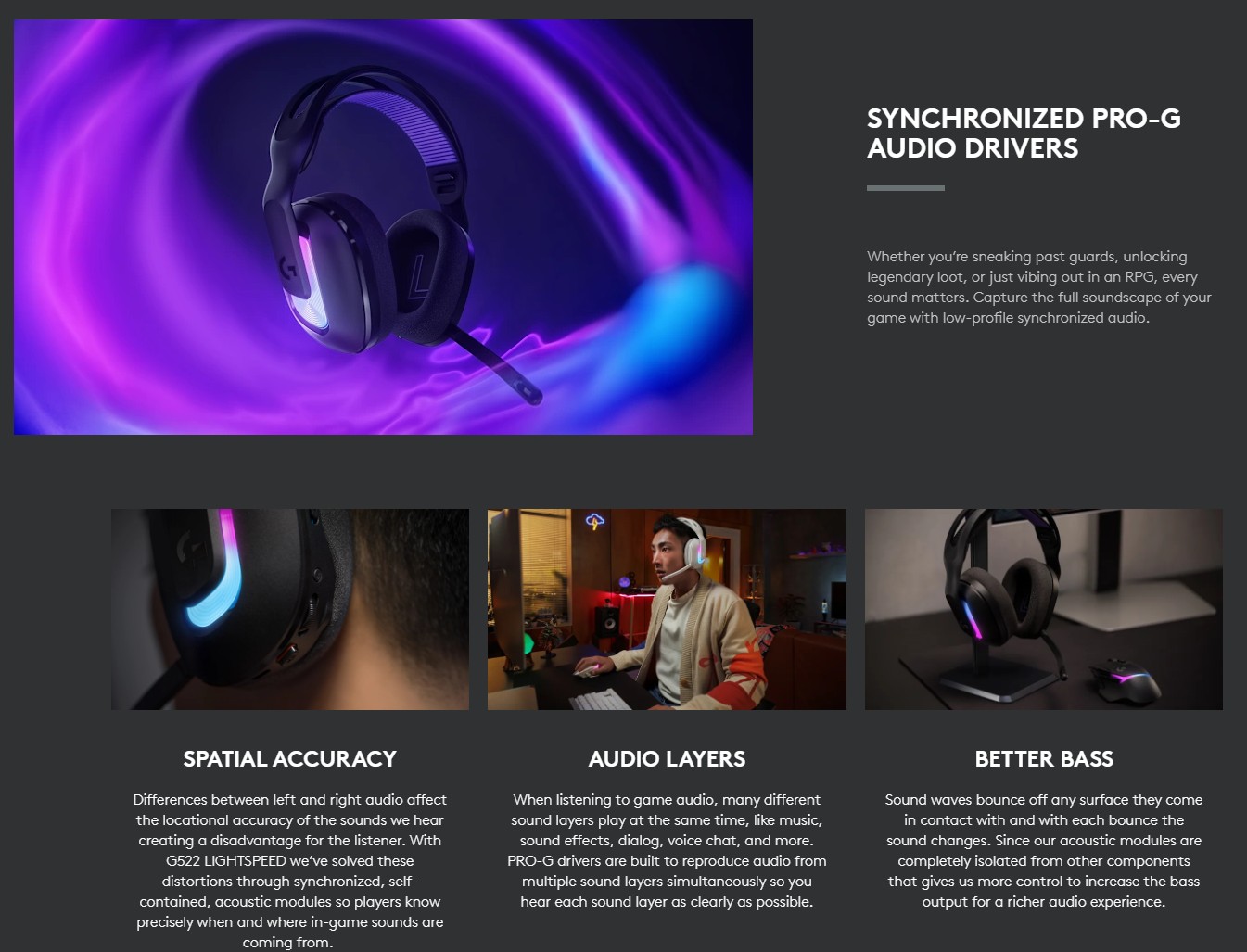 Logitech G522 Lightspeed Wireless Tri-Mode Gaming Headset with Lightsync RGB | Shopee Singapore