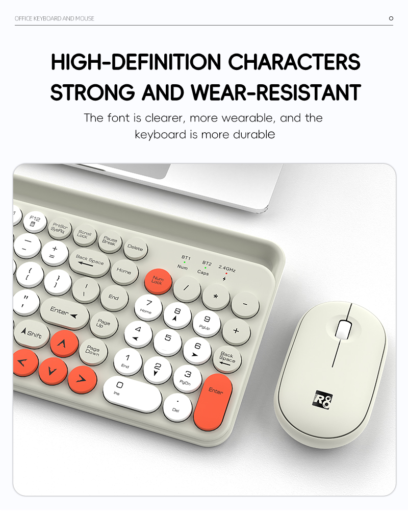 Retro Wireless Keyboard Mouse Combo USB Dongle and Bluetooth Wireless ...