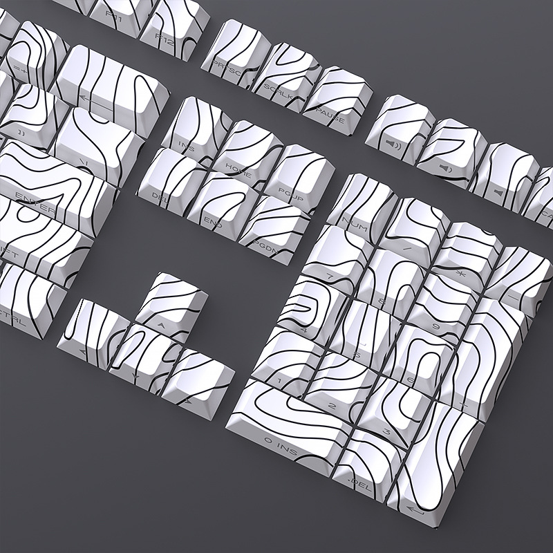 SG丨Contour Line Keycap Set Topographic Keycaps Shine-Through Side ...