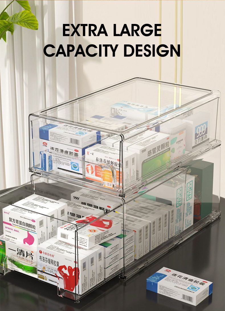 HXR Transparent Acrylic Display Box Large Capacity Stackable Medicine ...