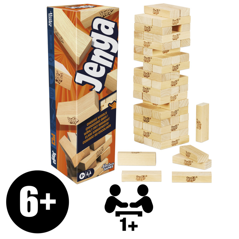 Hasbro Jenga Game Wooden Blocks for Kids and Adults, Ages 6+, Free Web ...