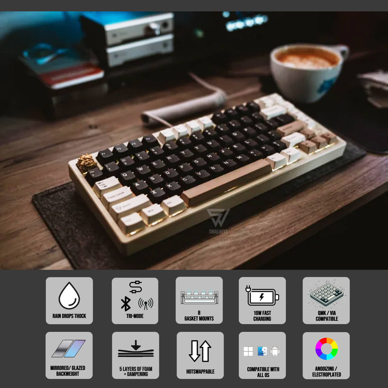 【SG】 WOBKEY - RAINY75 Mechanical QMK/VIA 75% Keyboard Tri-Mode Gasket ...