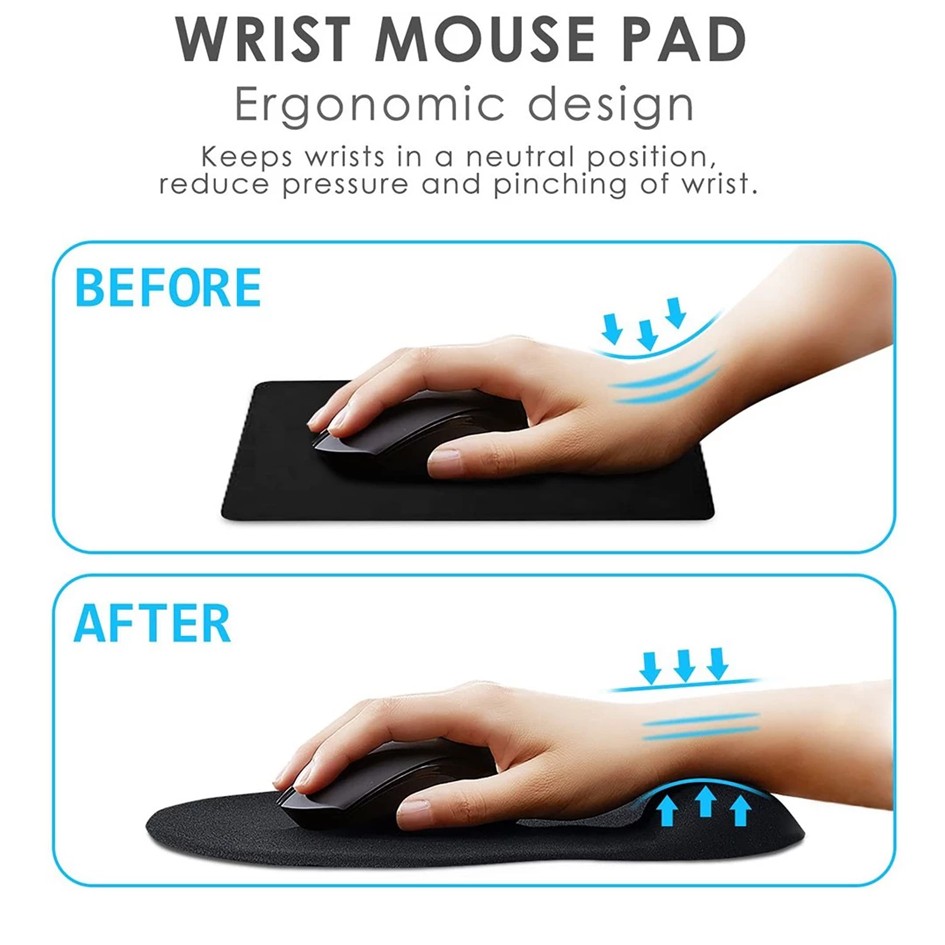 Mouse pad with ergonomic wrist rest Silicon gel H18 Sponge Comfortable ...