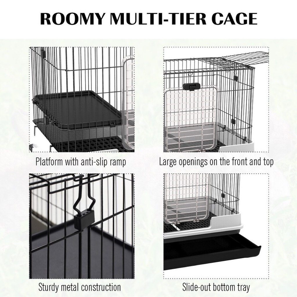 Riyoka 2-Level Deluxe Small Animal Cage Rabbit Hutch Wheels Removable ...