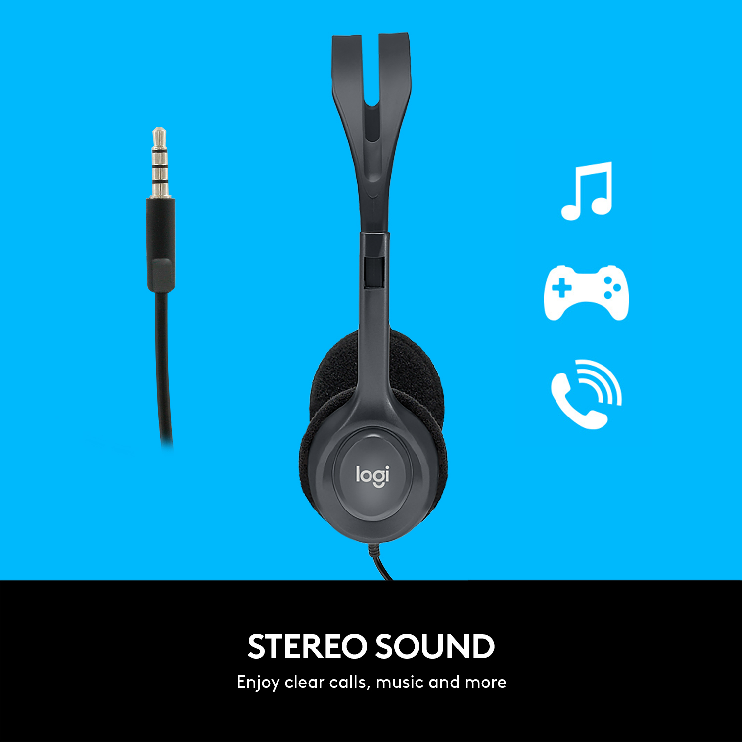 Logitech H111 Stereo Headset with Adjustable Headband, Single 3.5mm ...